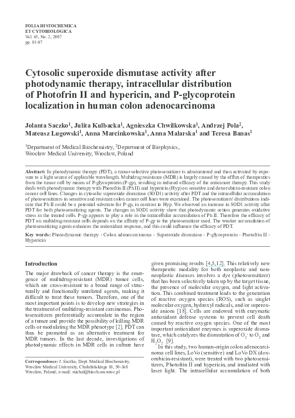 (PDF) Cytosolic superoxide dismutase activity after photodynamic ...