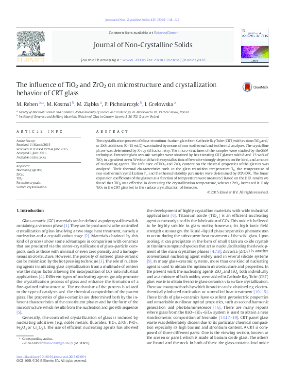 Pdf The Influence Of Tio2 And Zro2 On Microstructure And Crystallization Behavior Of Crt Glass