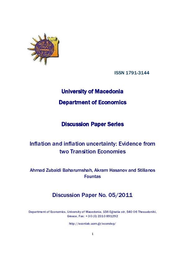 (PDF) Inflation and inflation uncertainty: evidence from the Caribbean region