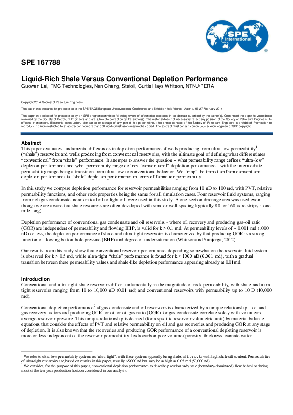 (PDF) Liquid-Rich Shale Versus Conventional Depletion Performance