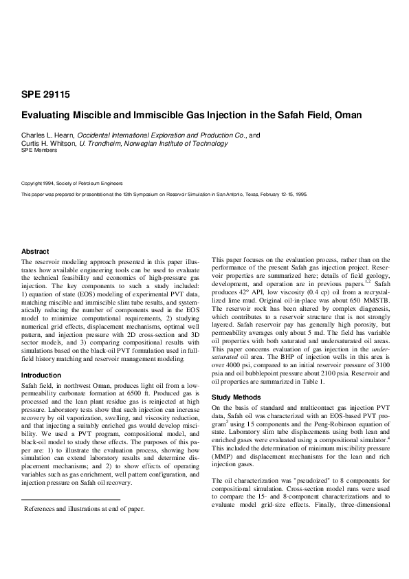 (PDF) Evaluating Miscible and Immiscible Gas Injection in the Safah ...