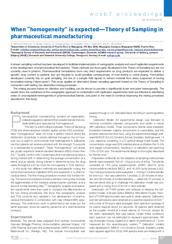 (PDF) When “homogeneity” is expected—Theory of Sampling in ...
