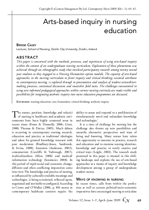 (PDF) Arts-based inquiry in nursing education