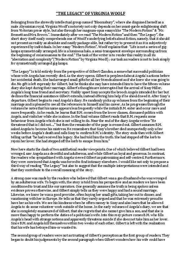 (PDF) " THE LEGACY " OF VIRGINIA WOOLF