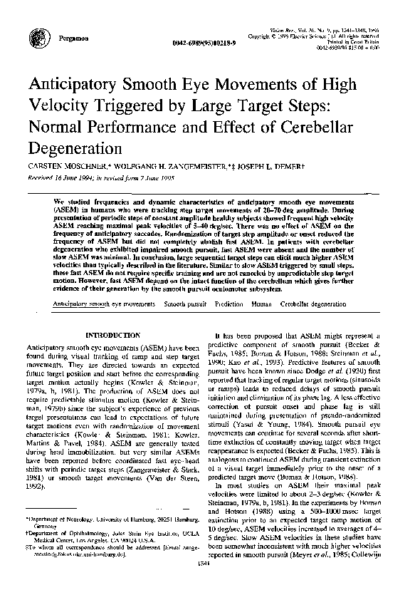 (PDF) Anticipatory smooth eye movements of high velocity triggered by ...