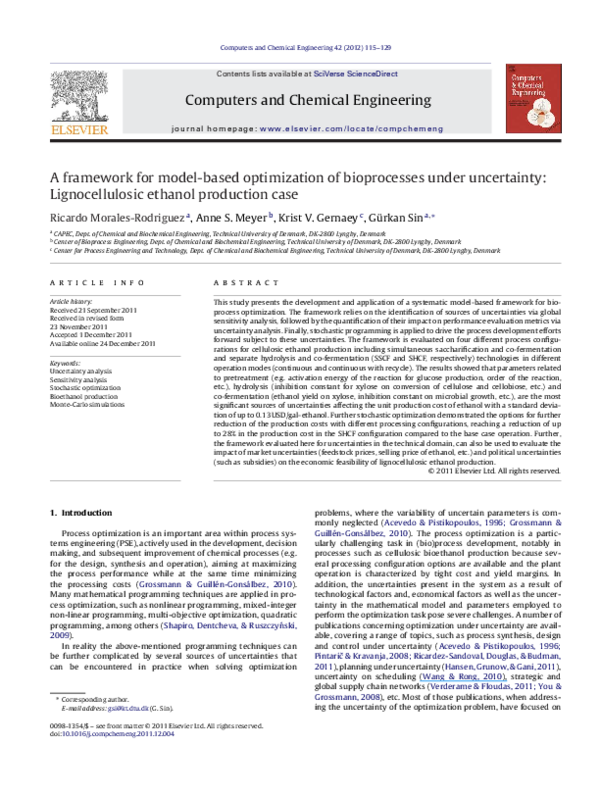 (PDF) A framework for model-based optimization of bioprocesses under uncertainty ...