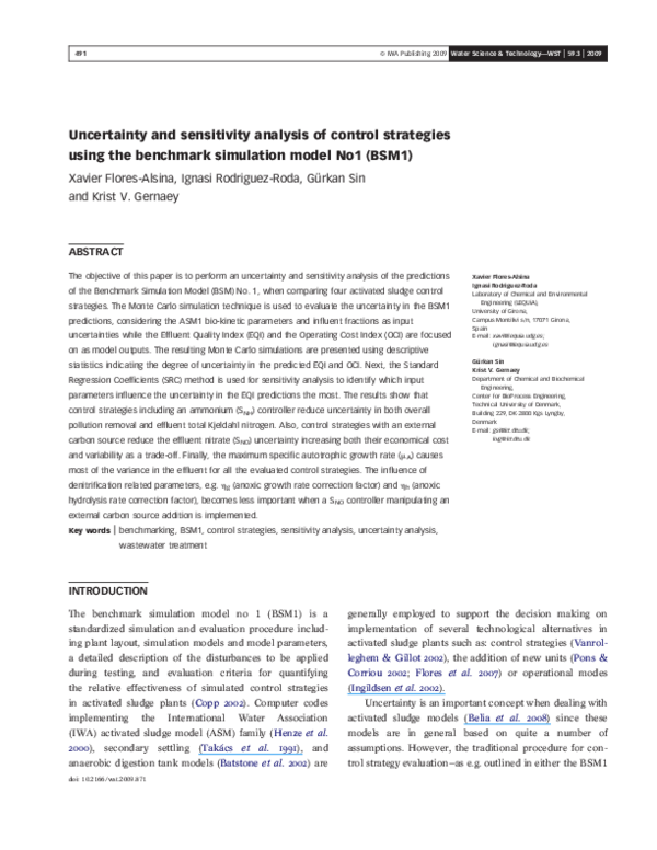 (PDF) Uncertainty and sensitivity analysis of control strategies using ...