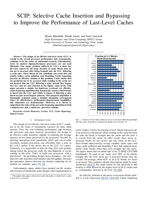 (PDF) SCIP: Selective cache insertion and bypassing to improve the performance of last-level caches