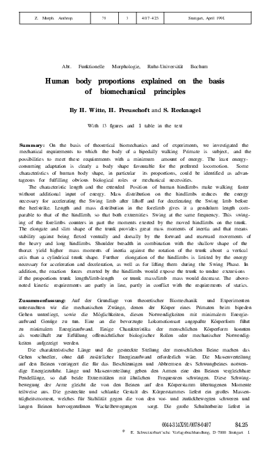 (PDF) Human body proportions explained on the basis of biomechanical ...