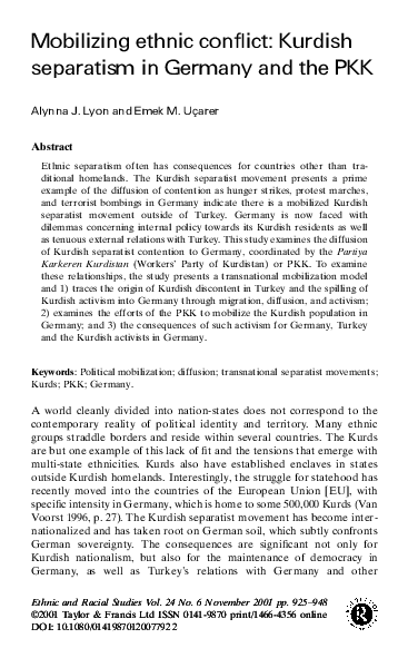 (PDF) Mobilizing ethnic conflict: Kurdish separatism in Germany and the PKK