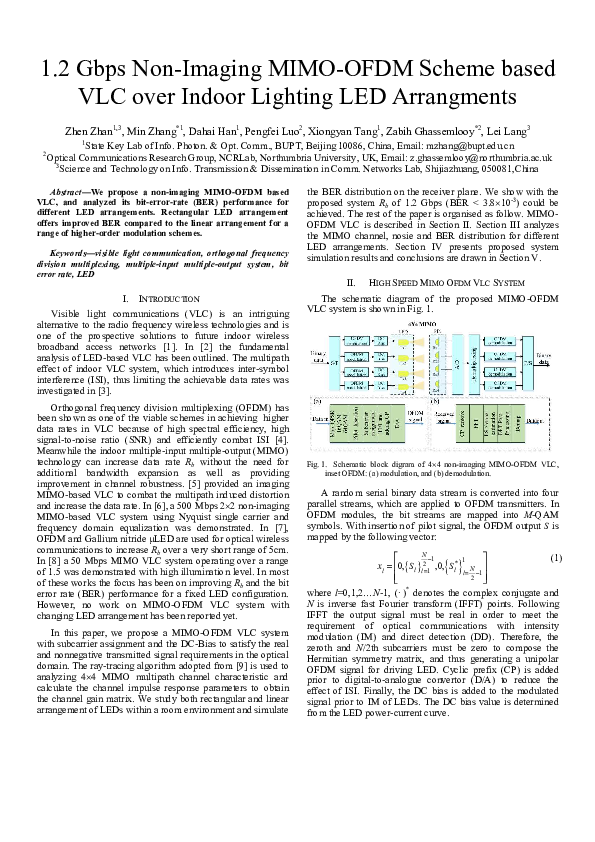 Pdf 1 2 Gbps Non Imaging Mimo Ofdm Scheme Based Vlc Over Indoor