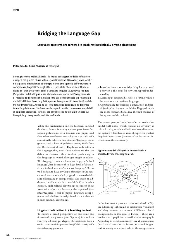 (PDF) Bridging the language gap: Language problems encountered in ...