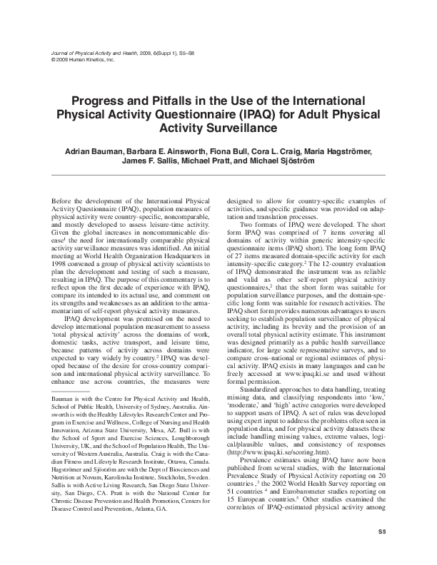 (PDF) Global physical activity levels: surveillance progress, pitfalls, and prospects