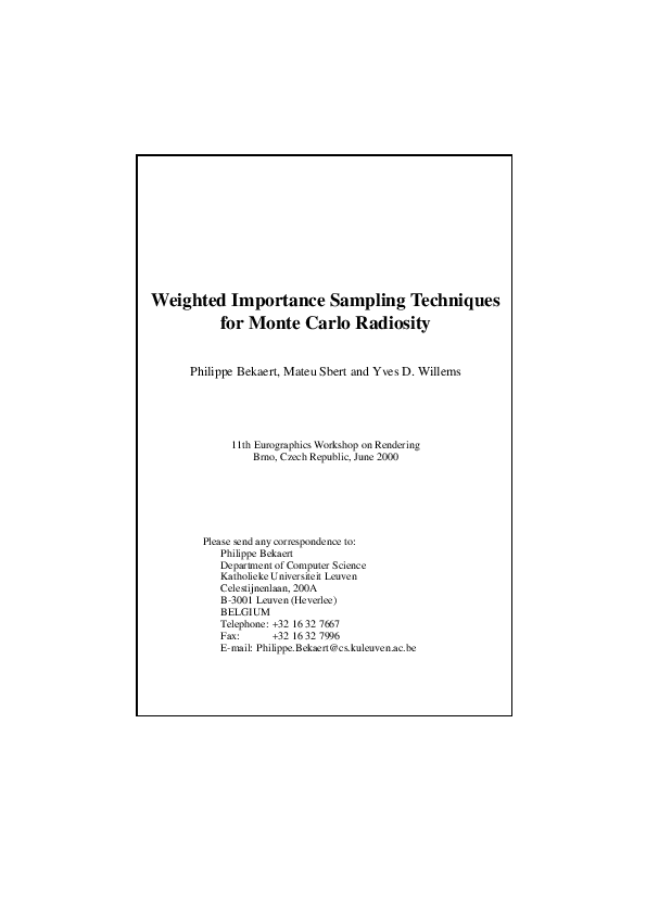 (PDF) Weighted importance sampling techniques for monte carlo radiosity