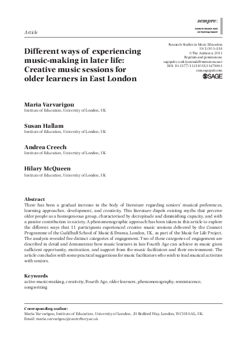 (PDF) Bringing different generations together in music-making: An ...