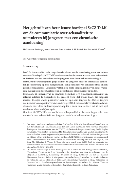 (PDF) Het gebruik van het nieuwe bordspel SeCZ TaLK om de communicatie ...