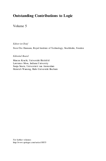 (PDF) Outstanding Contributions to Logic: preface and introduction to ...