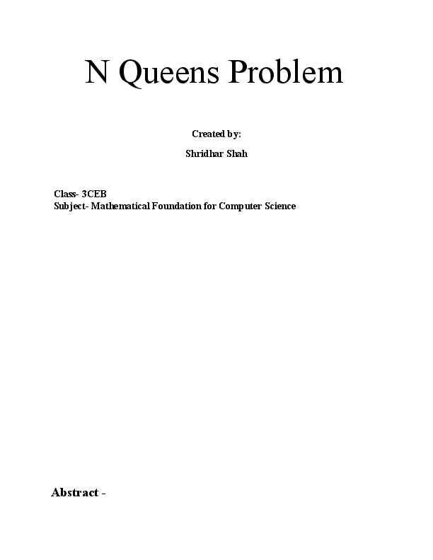 (DOC) N queens problem