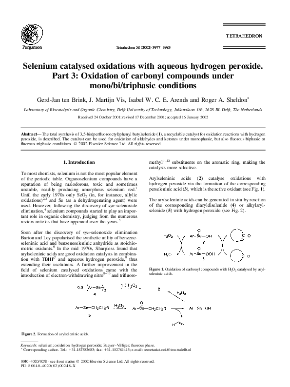 (PDF) Selenium catalysed oxidations with aqueous hydrogen peroxide ...