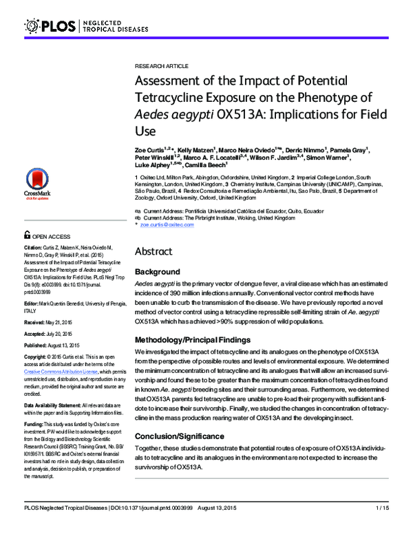 (PDF) Assessment of the Impact of Potential Tetracycline Exposure on ...