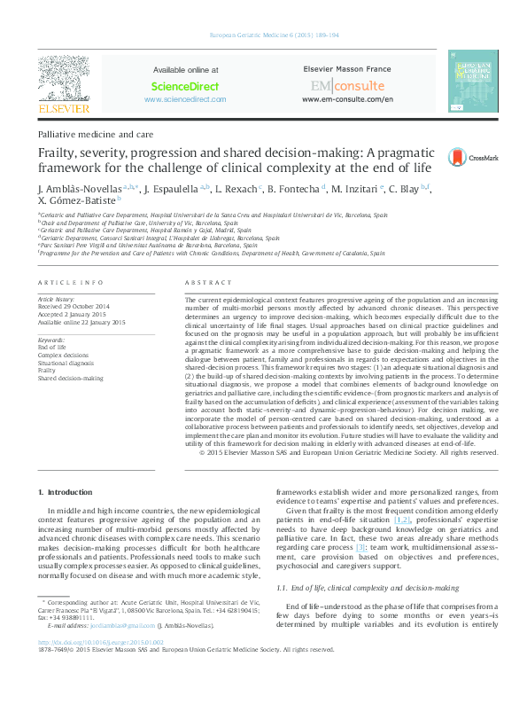 (PDF) Frailty, severity, progression and shared decision-making: A ...