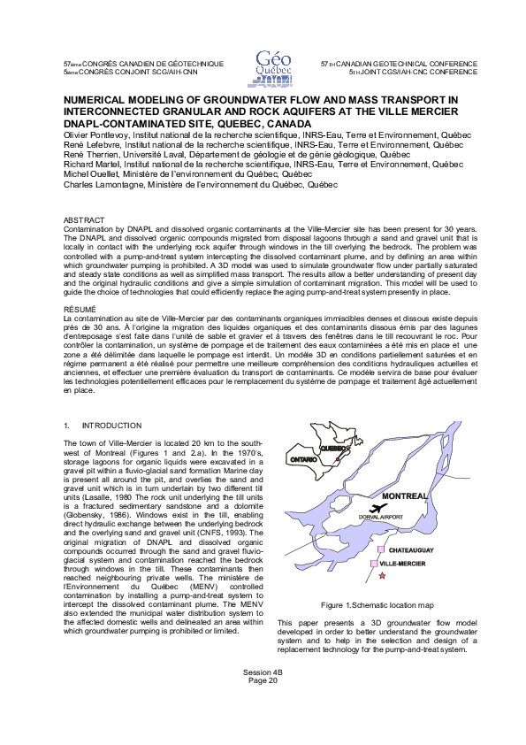 (PDF) Numerical modeling of groundwater flow in interconnected granular and rock aquifers at the ...