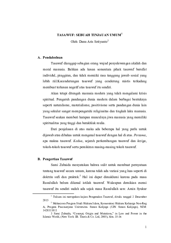 Pdf Mengenal Tasawuf Pengertian Sejarah Dan Tokoh Tasawuf