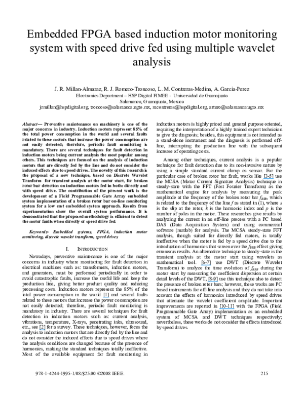Pdf Embedded Fpga Based Induction Motor Monitoring System With Speed Drive Fed Using Multiple 