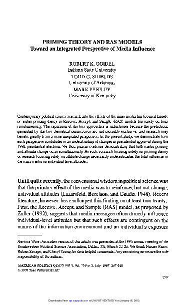 (PDF) Priming Theory and Ras Models: Toward an Integrated Perspective ...