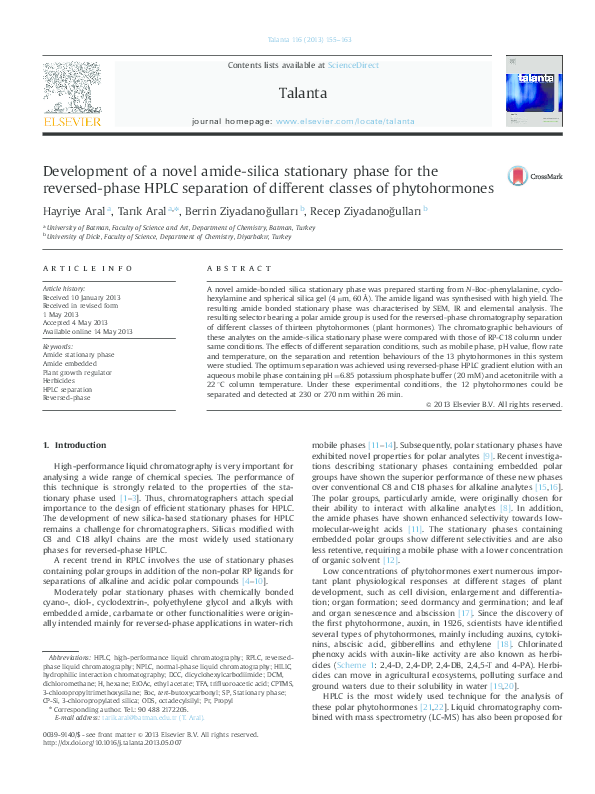 (PDF) Development of a novel amide-silica stationary phase for the ...