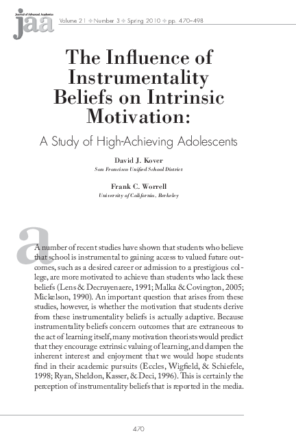 (PDF) The Influence of Instrumentality Beliefs on Intrinsic Motivation ...
