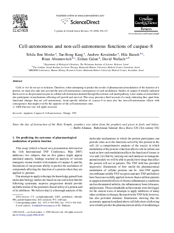 (PDF) Cell-autonomous and non-cell-autonomous functions of caspase-8