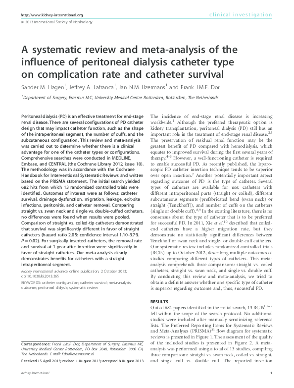 (PDF) Salvage of Problematic Peritoneal Dialysis Catheters | Gabriel Contreras - Academia.edu
