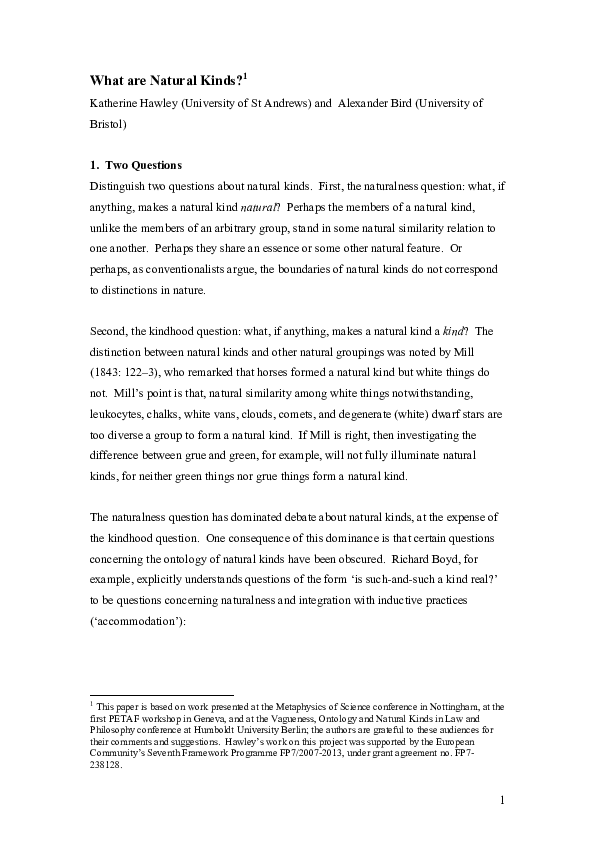 (PDF) What are Natural Kinds?