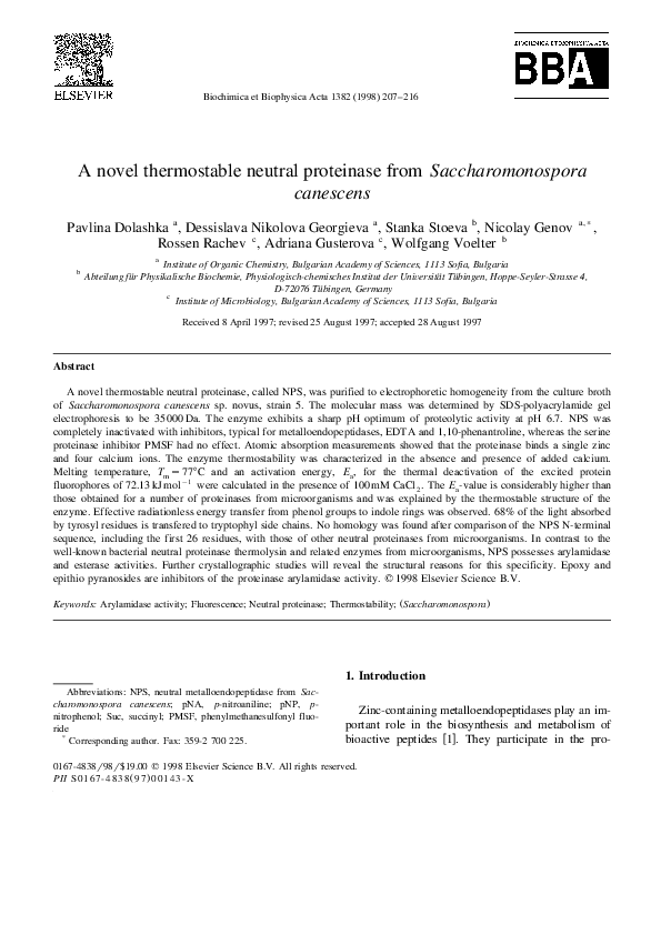 (PDF) Arylamidase activity of neutral proteinase from Saccharomonospora ...