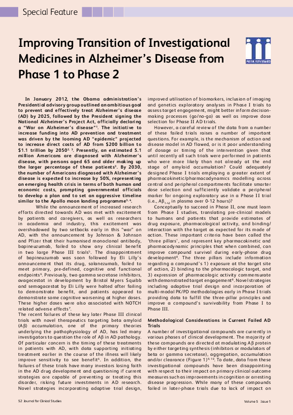 (PDF) Improving Transition of Investigational Medicines in Alzheimer's ...
