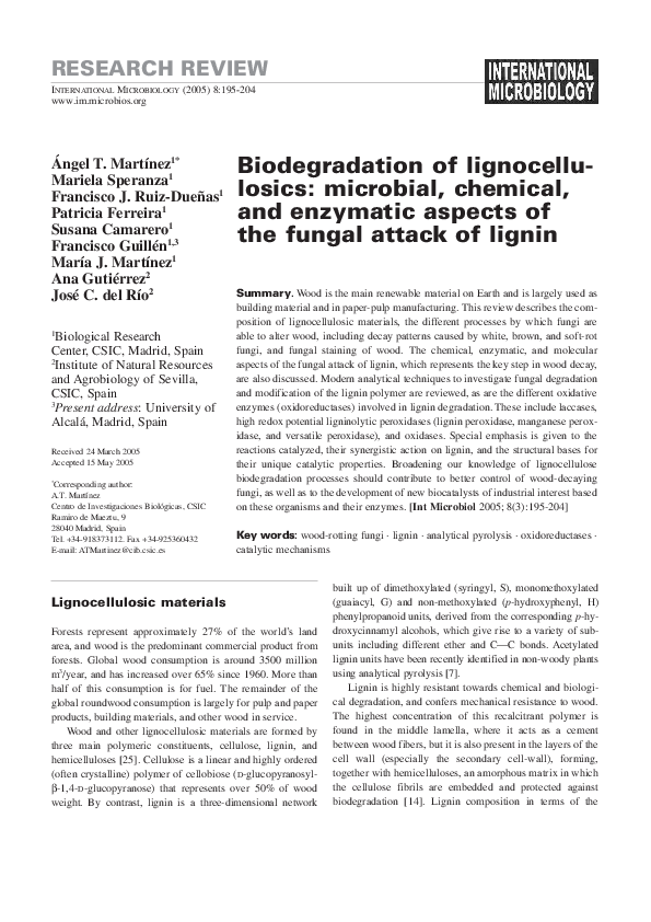 (PDF) Biodegradation of lignocellulosics: microbial, chemical, and ...