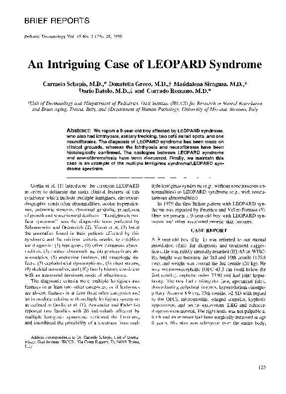 (PDF) An intriguing case of LEOPARD syndrome