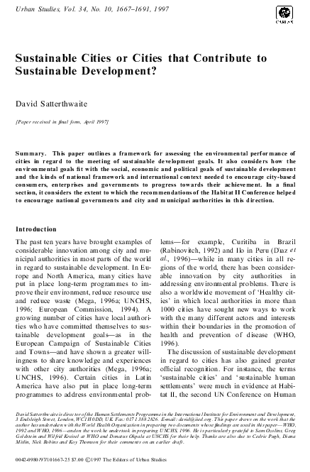 (PDF) Sustainable Cities or Cities that Contribute to Sustainable ...