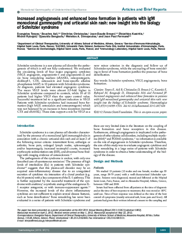(PDF) Malignant Evolution of Schnitzler Syndrome to Waldenström ...