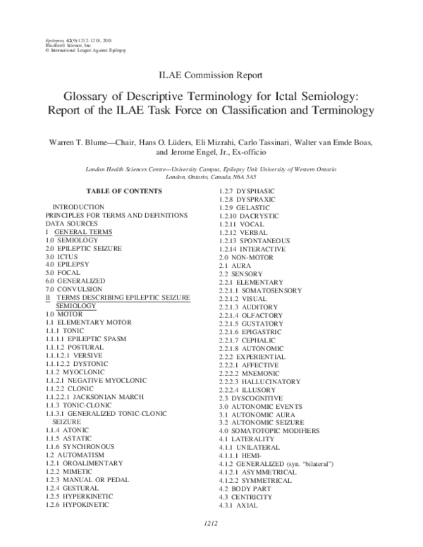(PDF) Glossary of Descriptive Terminology for Ictal Semiology: Report ...