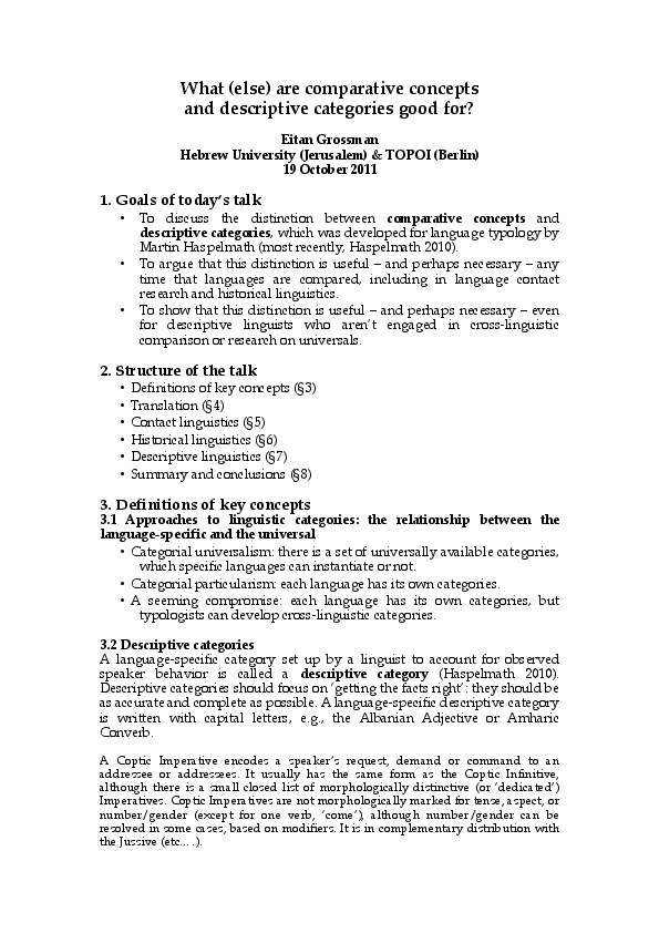 (PDF) What (else) are comparative concepts and descriptive categories ...