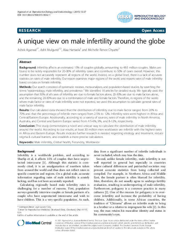 (PDF) A unique view on male infertility around the globe