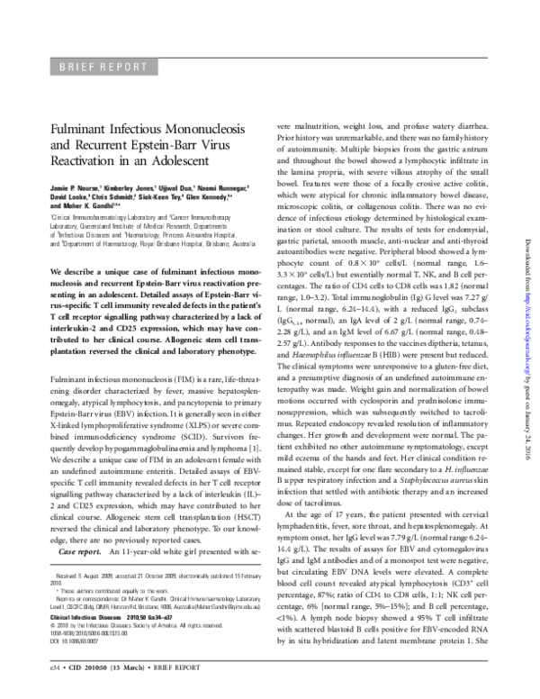 (PDF) Fulminant Infectious Mononucleosis and Recurrent Epstein‐Barr ...