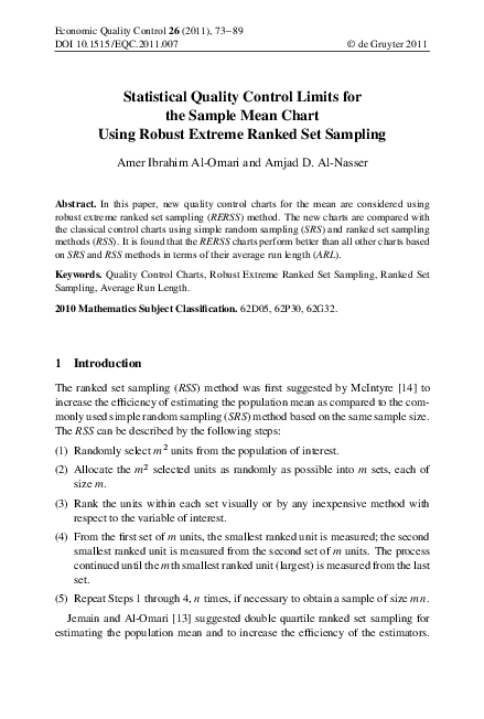 (PDF) Statistical Quality Control Limits for the Sample Mean Chart Using Robust Extreme Ranked ...