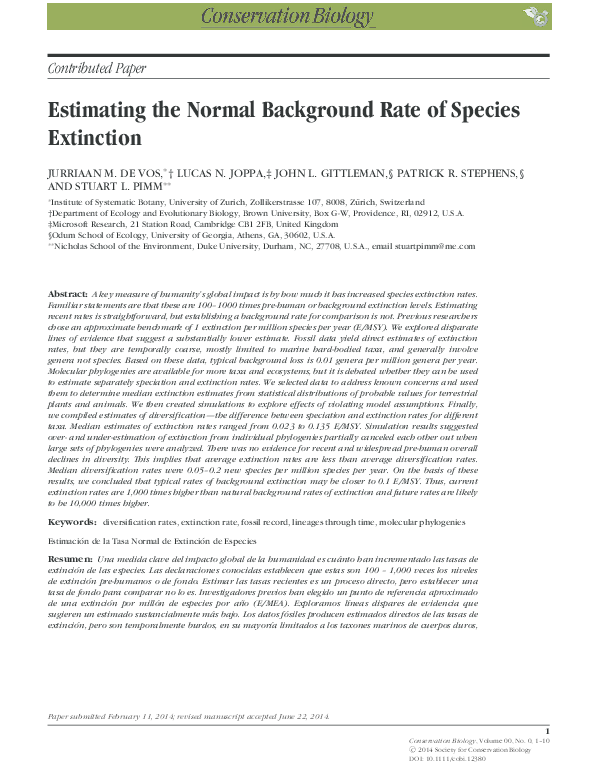 (PDF) Estimating the Normal Background Rate of Species Extinction