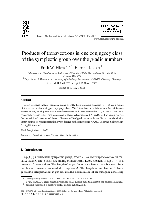 (PDF) Transvections in Symplectic Group Products