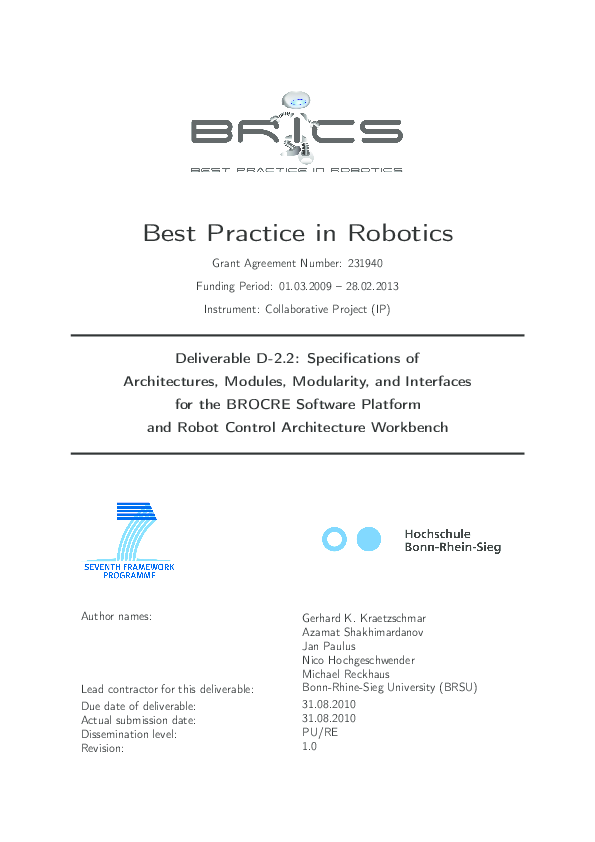 (PDF) Best Practice in Robotics