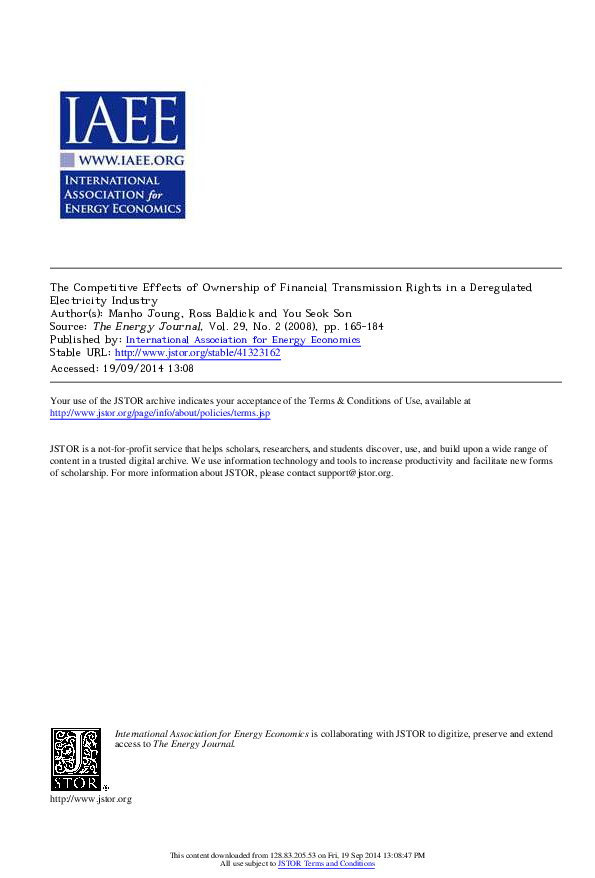 (PDF) Financial Transmission Rights in Europe's Electricity Market ...