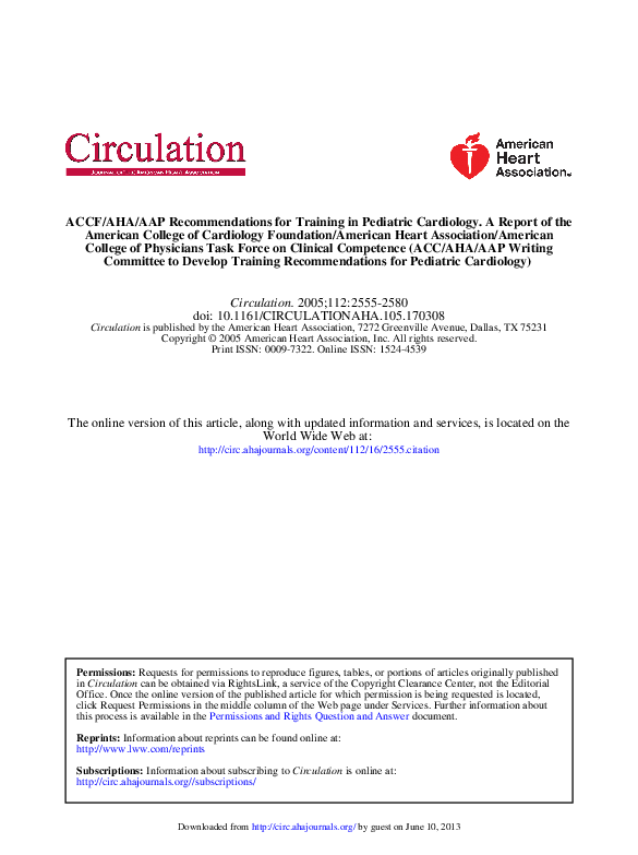 (PDF) ACCF/AHA/AAP Recommendations for Training in Pediatric Cardiology ...